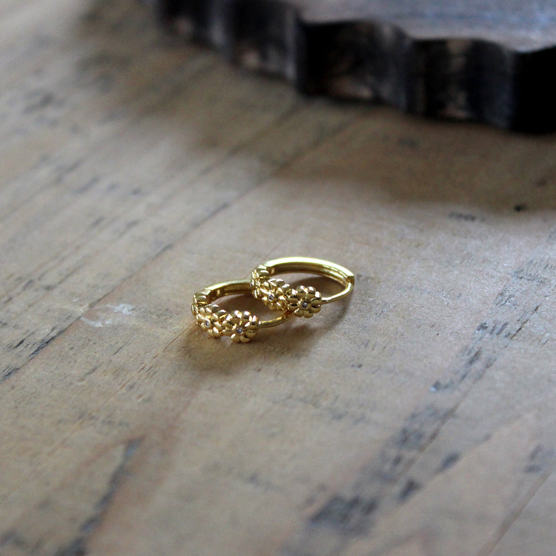 Flower 18kt Gold-Filled Hugger Hoop Earrings Women's Margie Edwards ...
